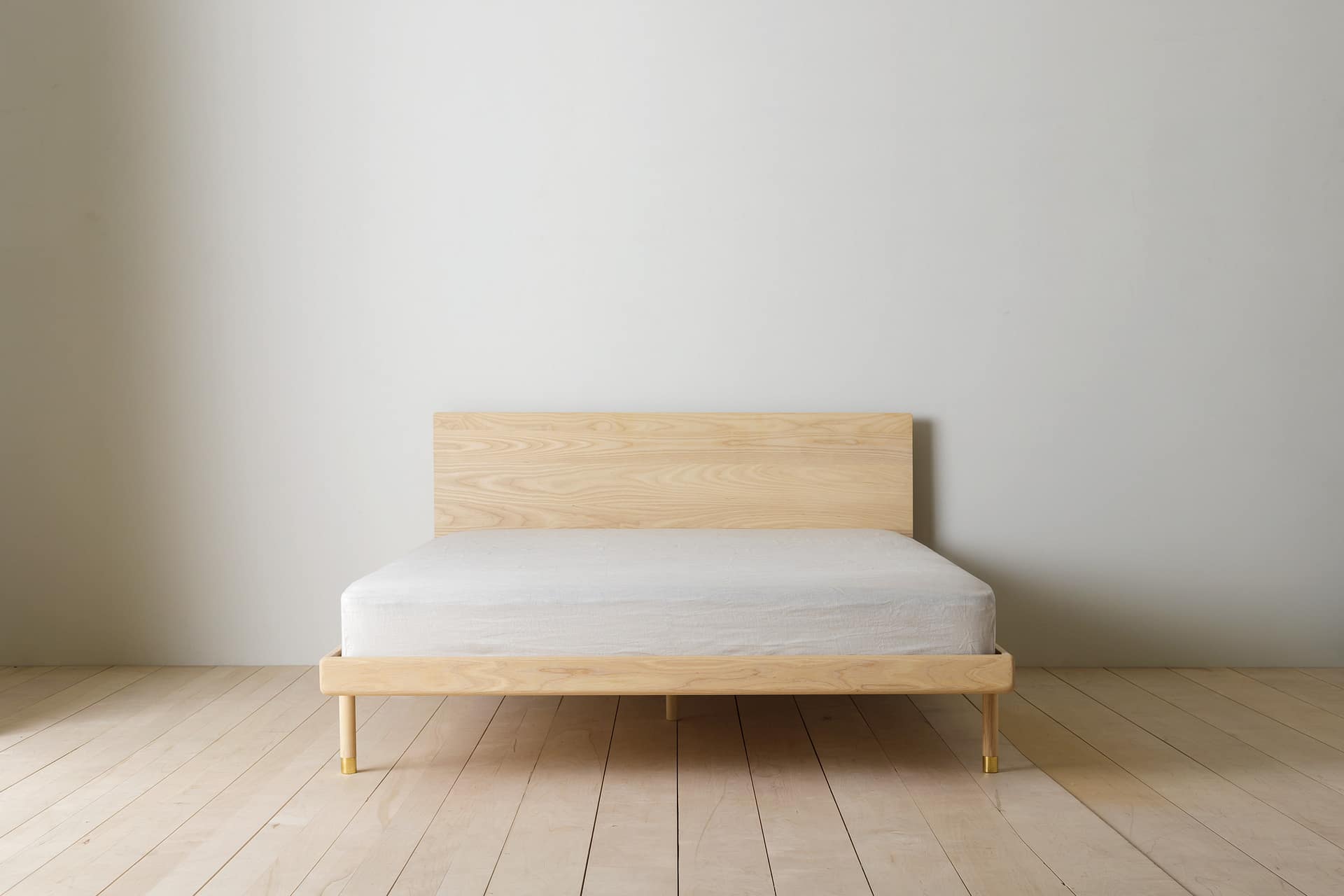 Simple Bed - Modern Platform Bed with Brass Feet | Kalon Studios EU